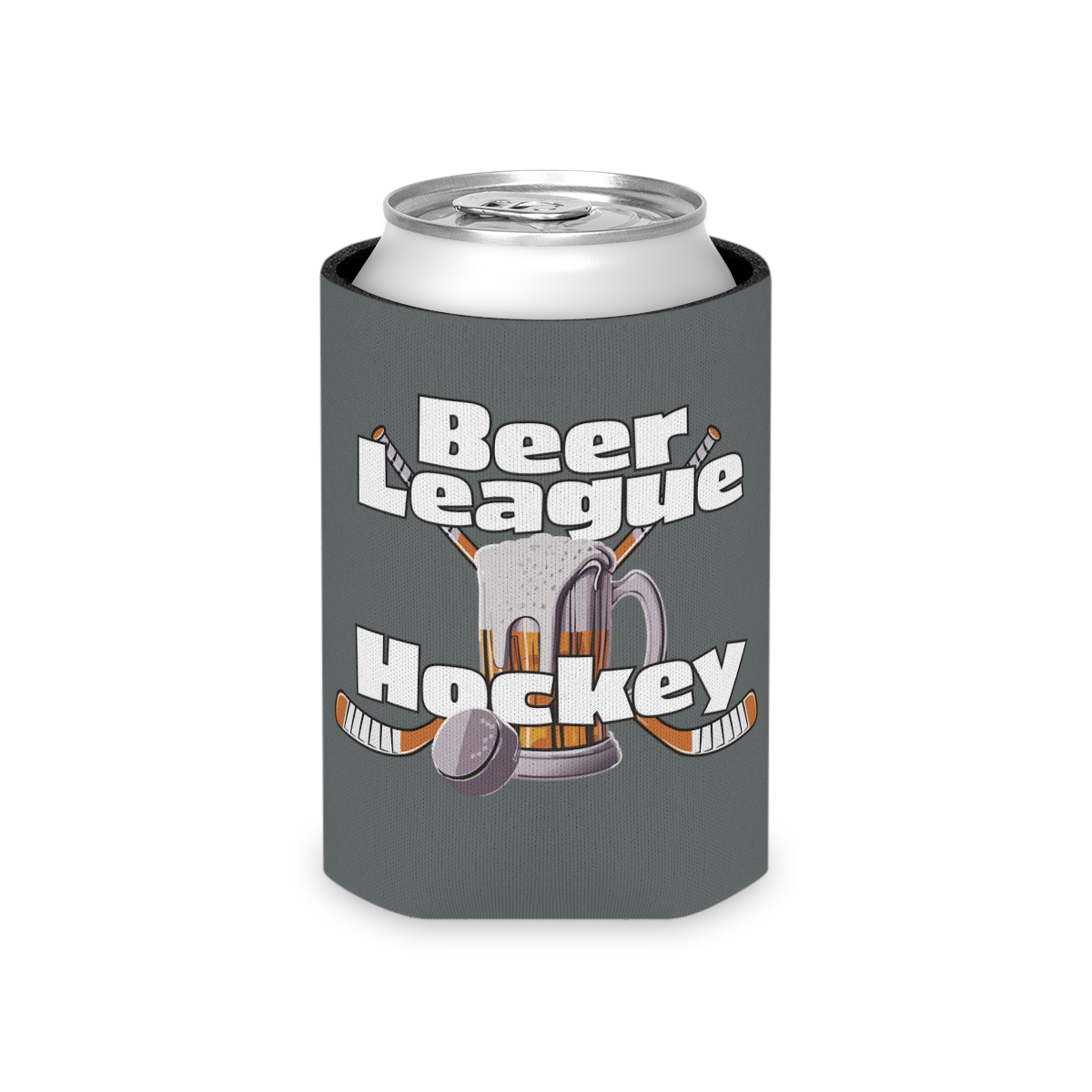 Beer League Hockey Can Cooler, Funny Hockey Can Koozie - Hockey Topics